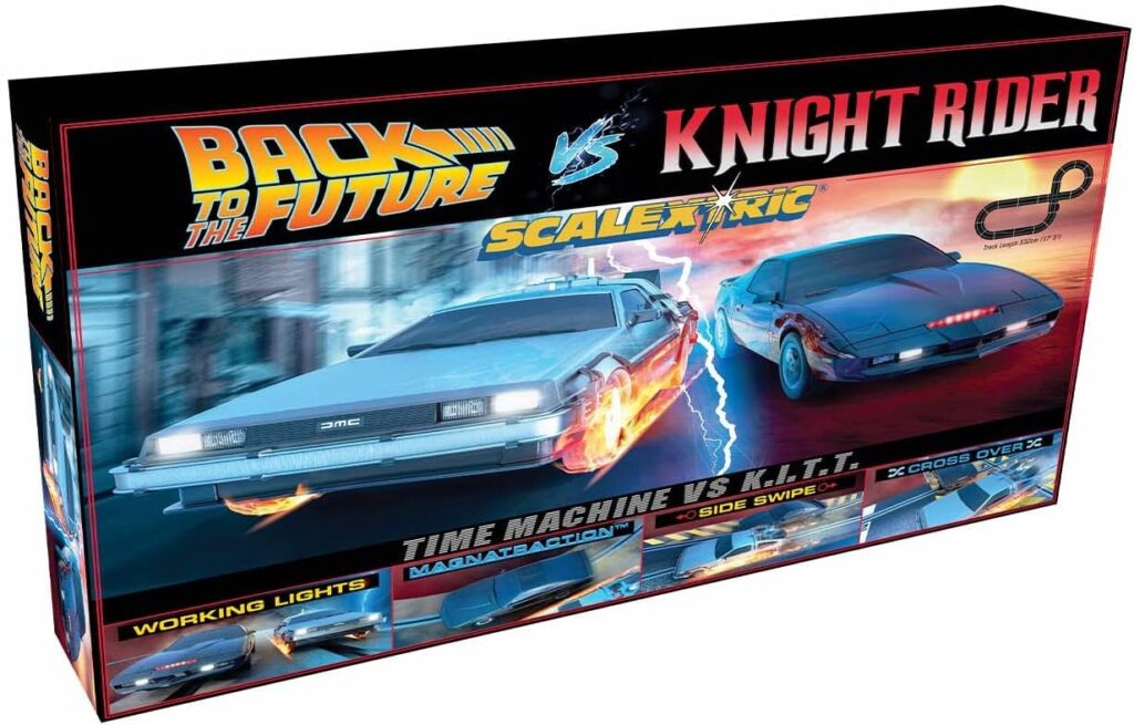 Scalextric Back to The Future's Delorean vs Knight Rider's KITT 1:32 ...